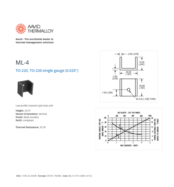 Aavid ML4 Heatsink For TO-220 | CoolTronix